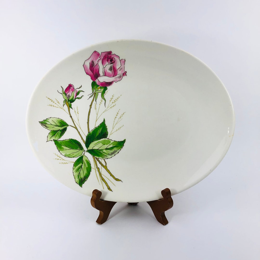 Vintage Tea Rose China by Edwin Knowles Large Oval Serving Platter ...