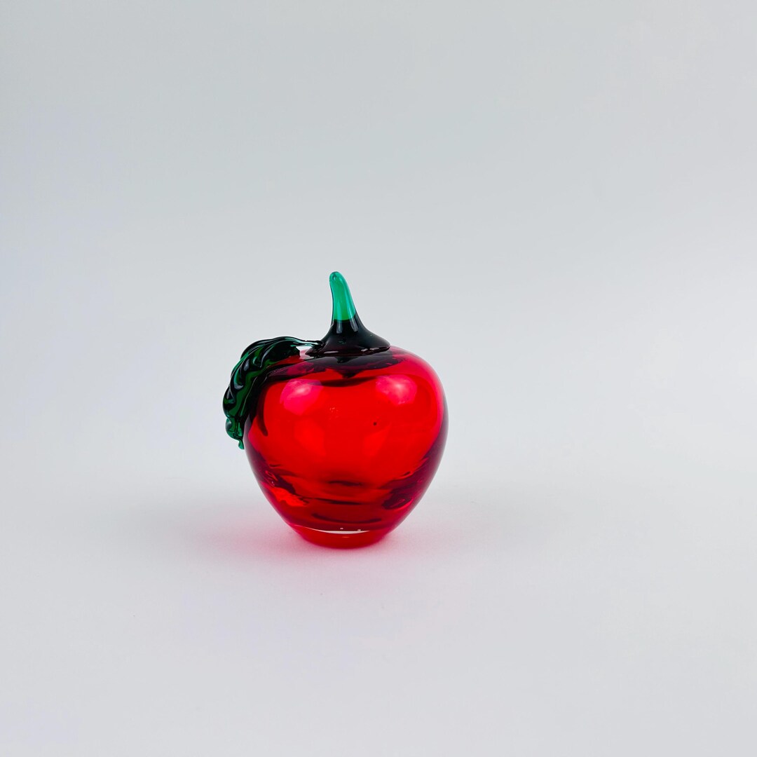 Glass Red Apple ~ Murano Style Hand Blown Glass Apple ~ Red Glass ...
