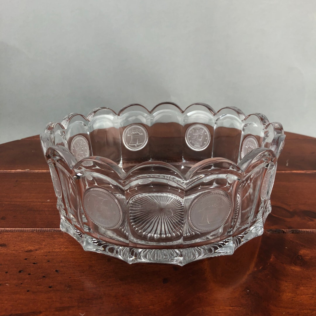 Vintage Fostoria Crystal Coin Glass Bowl: 7" Round Serving Bowl - Etsy