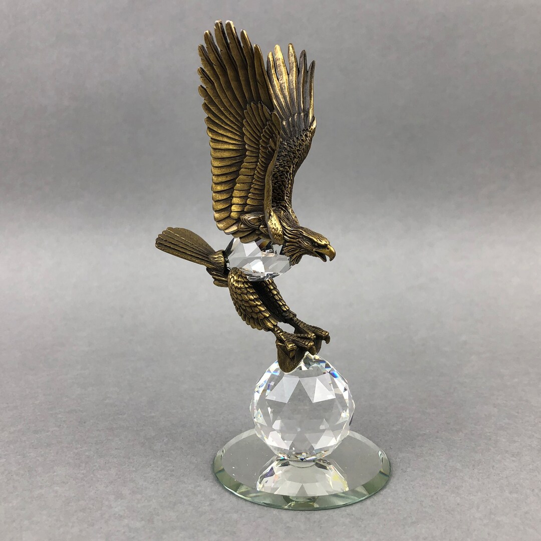 Eagle Figurine Made With Pewter and Swarovski Crystal - Eagle Miniature ...