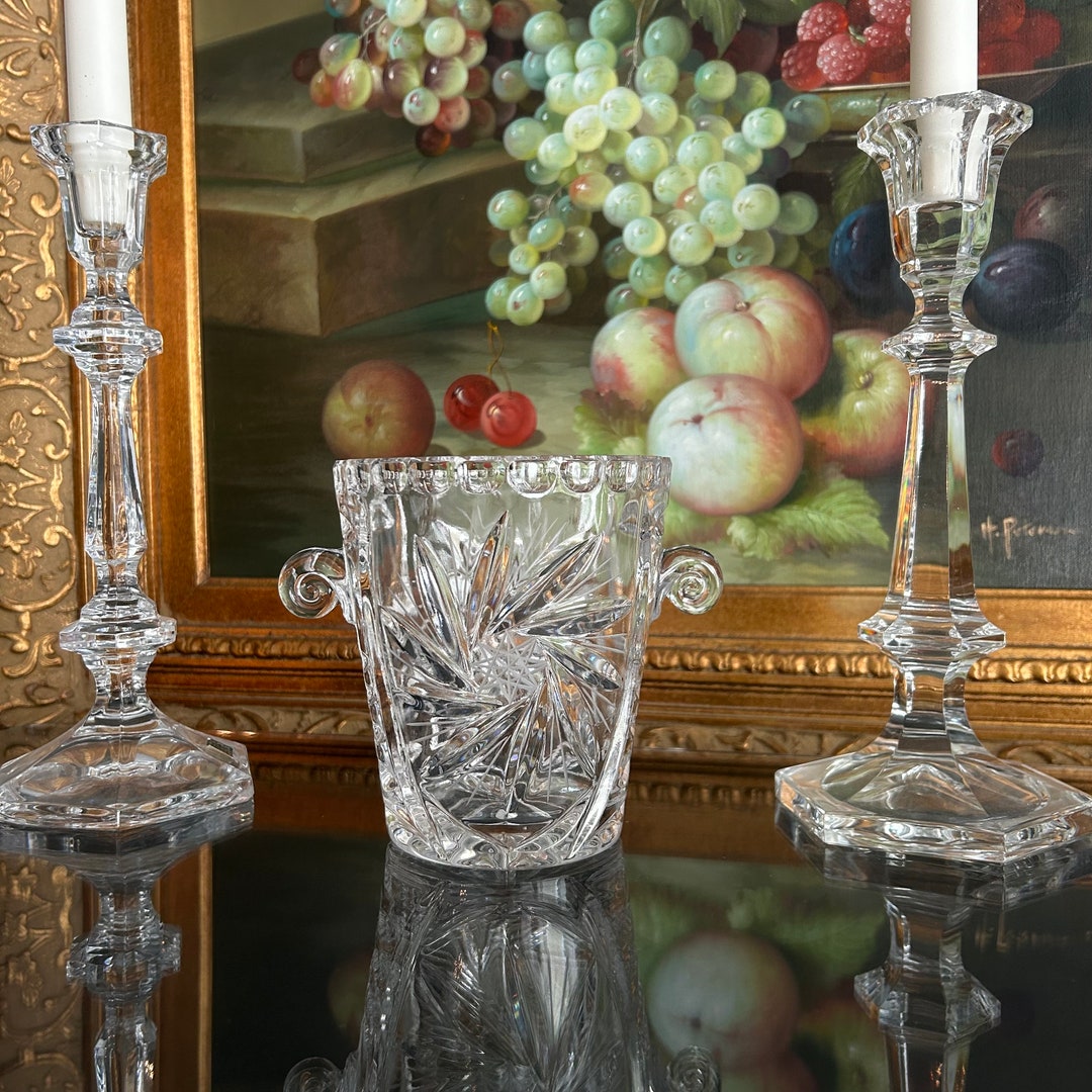 American Cut Crystal Co. Pinwheel Pattern Ice Bucket ~ Crystal Wine ...