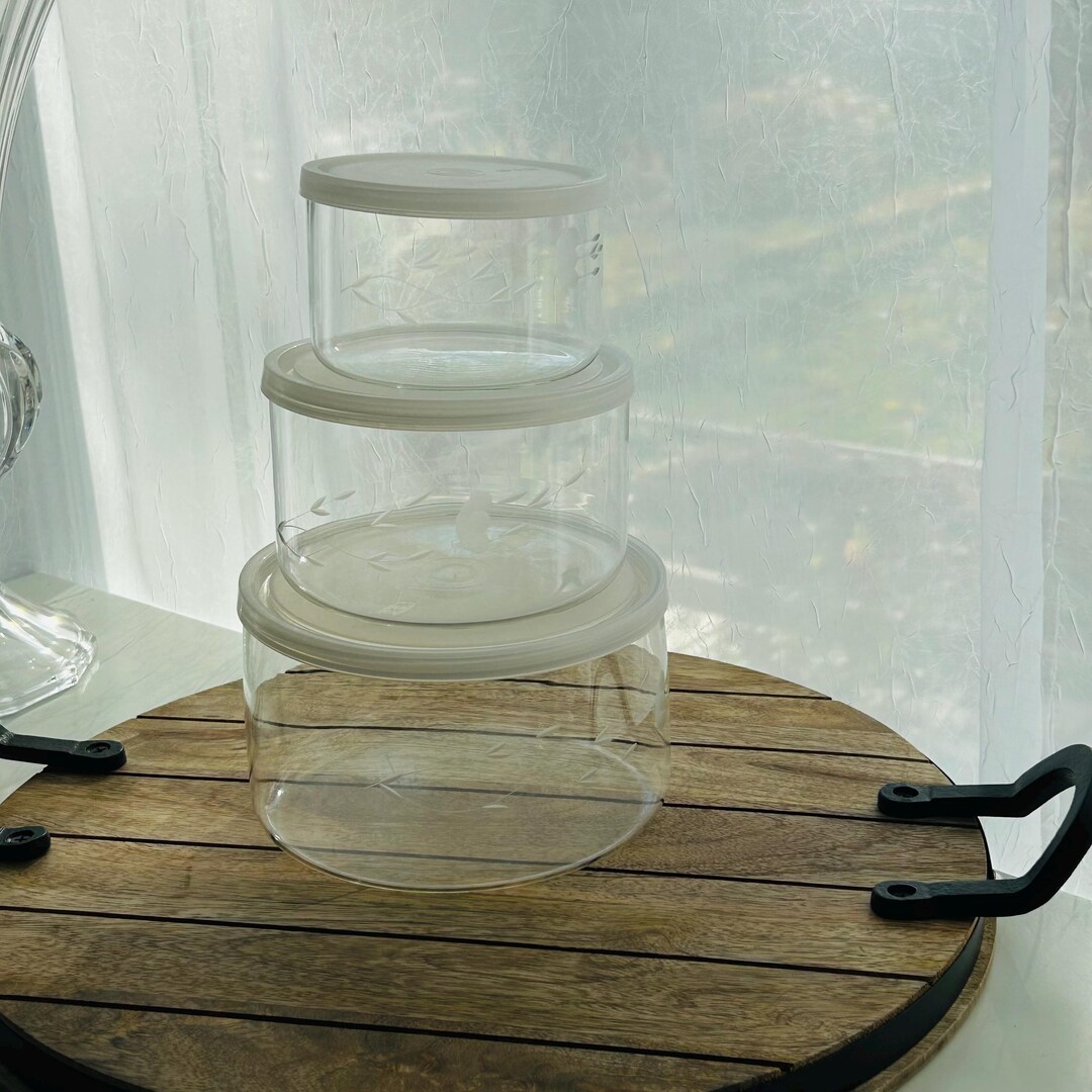 Princess House Crystal Food Storage Containers With Lid Set of 3 ...