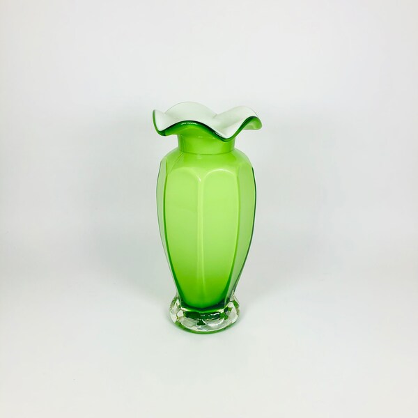 Lime Green Art Glass Vase - Etsy