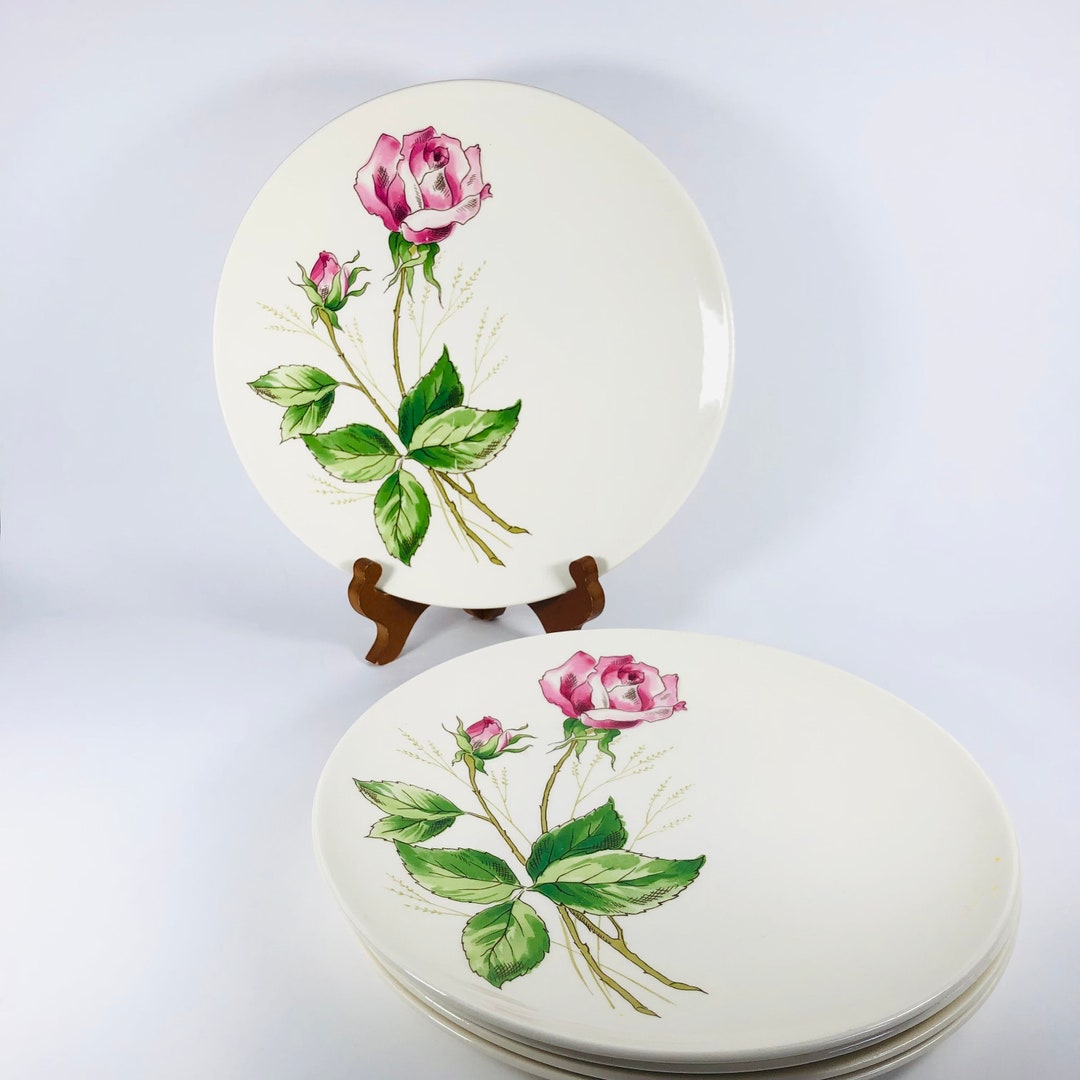 Vintage Tea Rose China by Edwin Knowles 10.3 Dinner Luncheon Plates Set ...