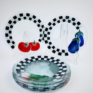 Vintage Peggy Karr Checkerboard Plates ~ Vegetable Dinner Bread Salad ...