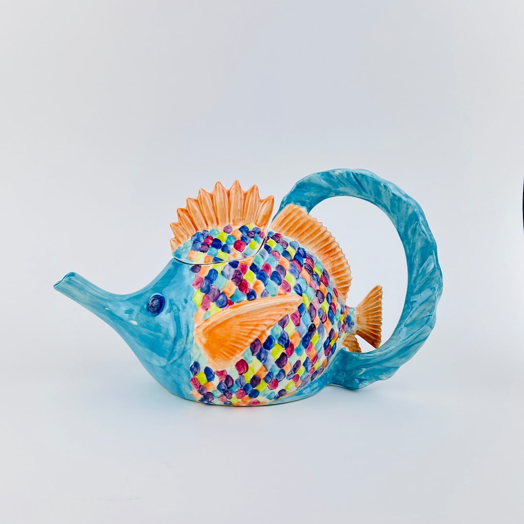 Ceramic Fish Teapot Tropical Needlefish Swordfish Handmade Teapot ...