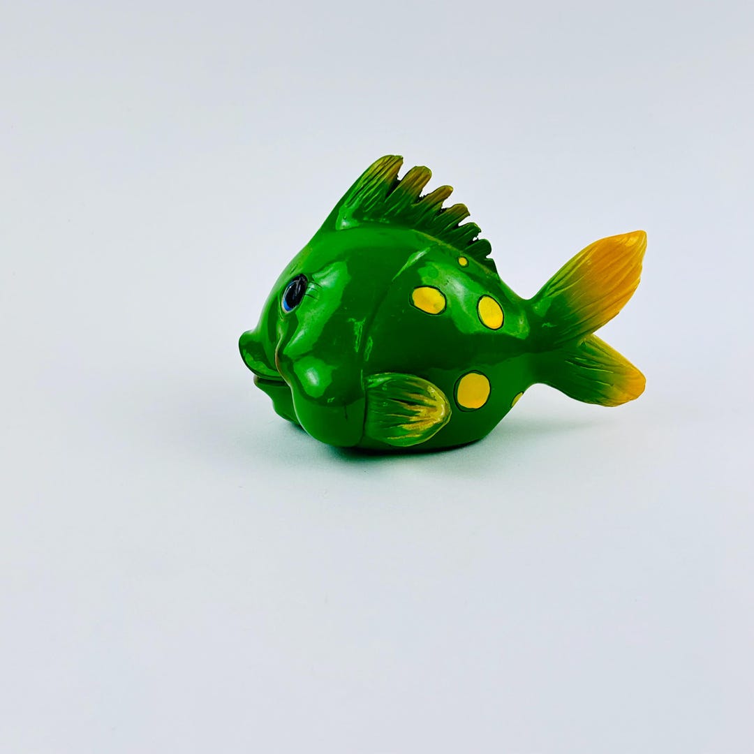 Green & Yellow Puffer Fish Figurine ~ Coastal-themed Collection Decor ...
