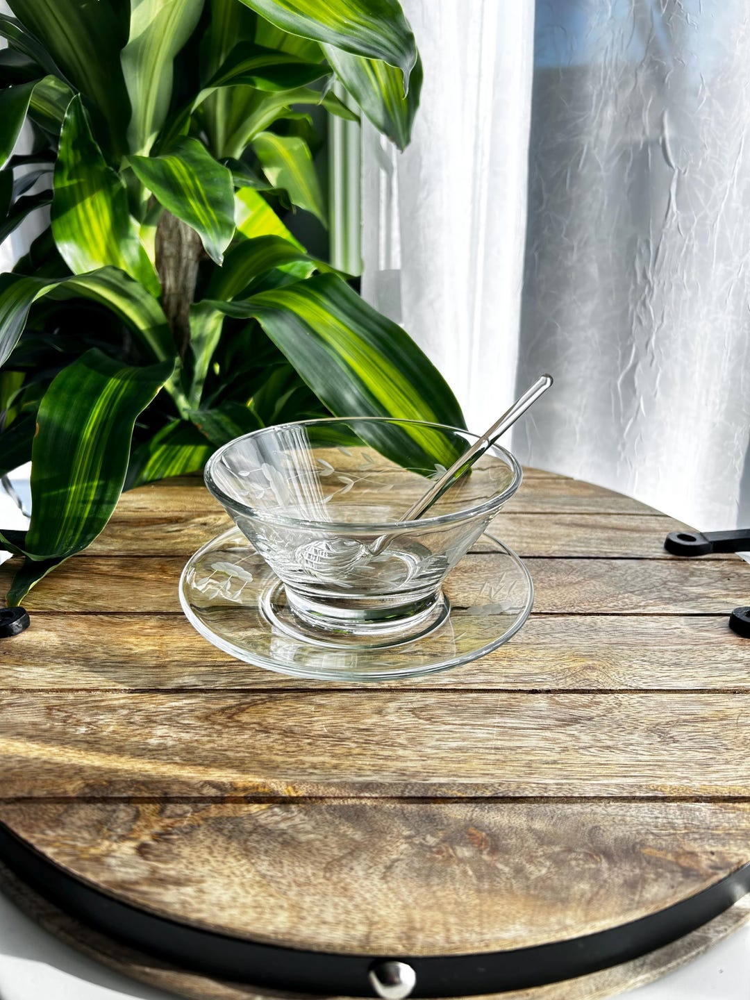 Princess House Heritage Crystal Condiment Set Serving Bowl Underplate ...