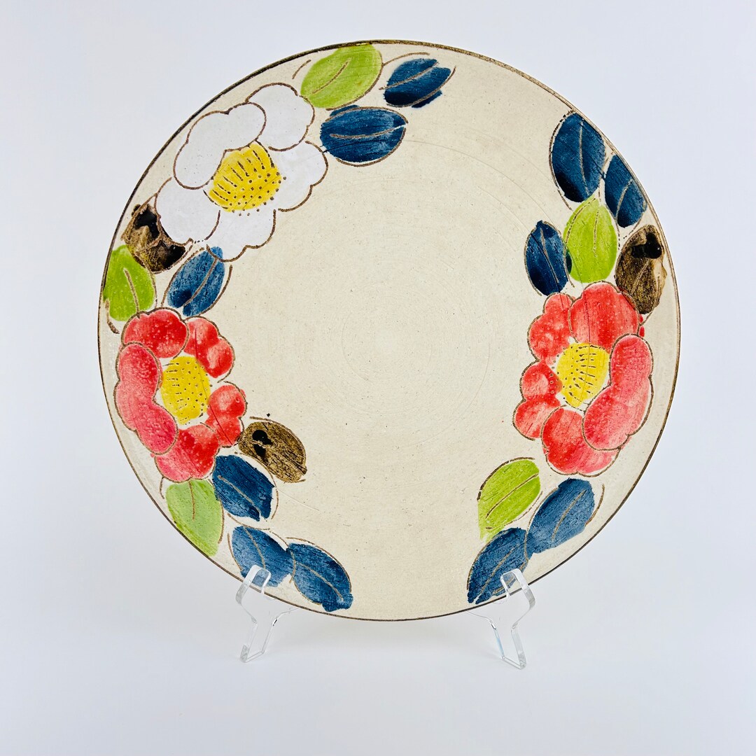 Vintage Hand Painted Ceramic Pottery Large Fruit Salad Bowl With Flower ...