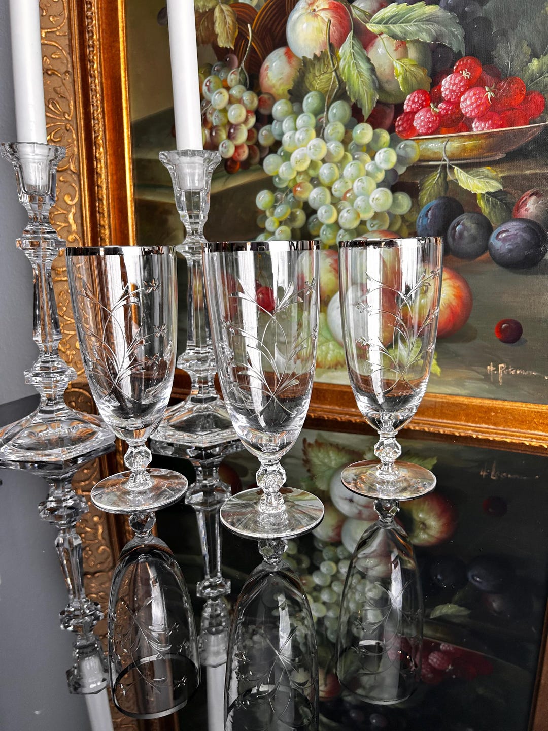 Tiffin-franciscan Crystal Wine Glasses: Kingsley Platinum Set of 3 - Etsy