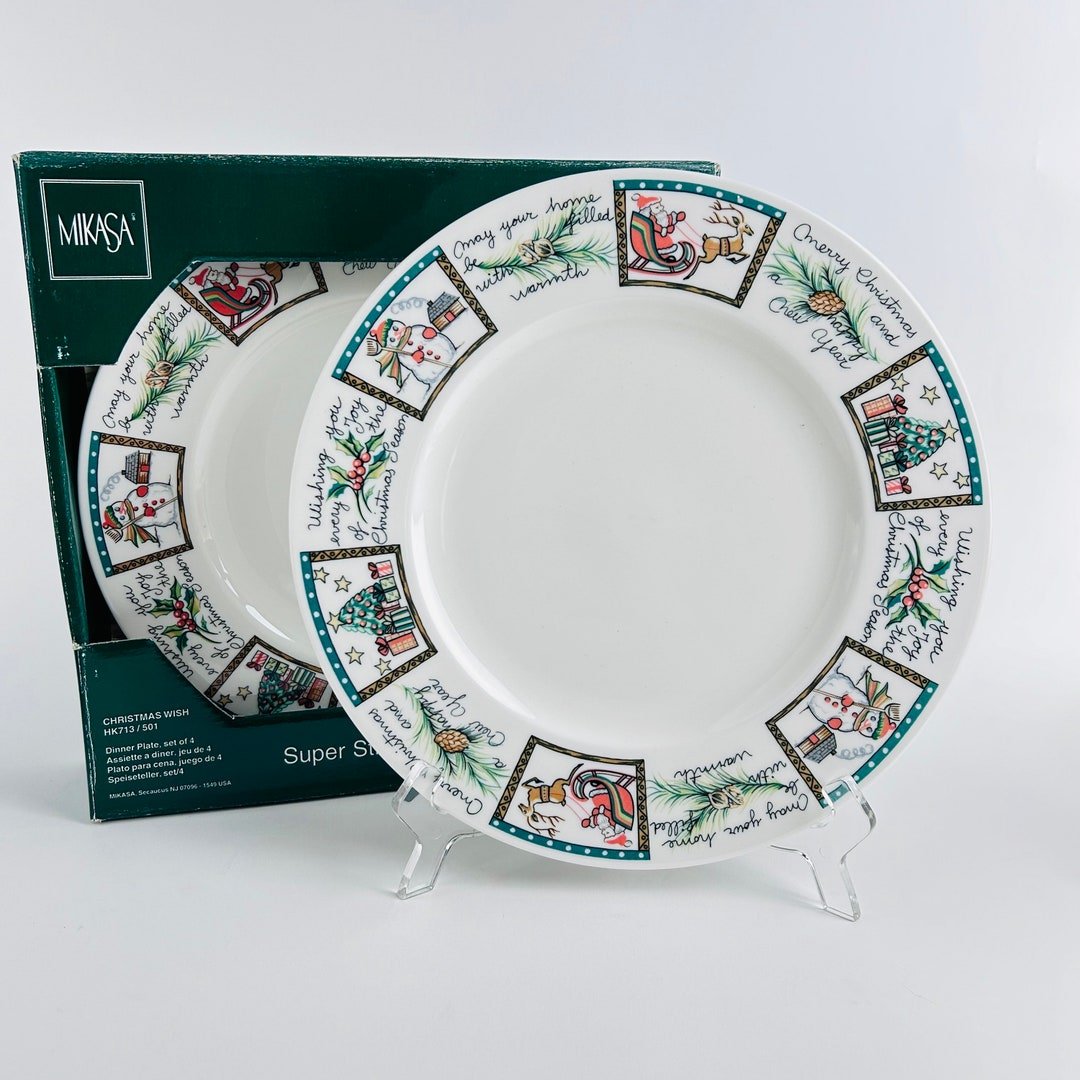 Vintage Mikasa Christmas Dinner Plates Set of 4 ~ Ultima Super Strong ...