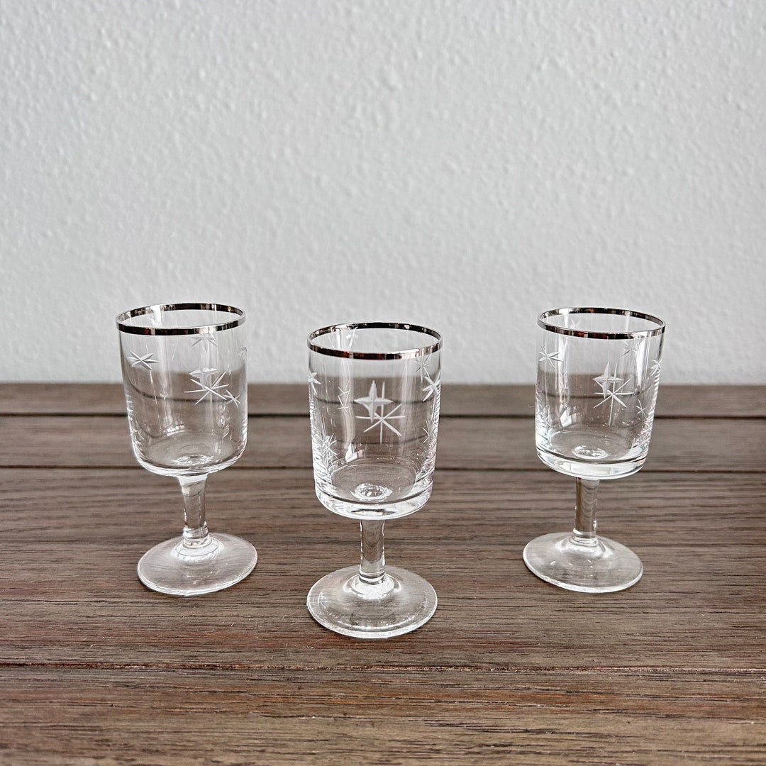 Mid Century Etched Starburst Nick and Nora Small Liquor Cordial Shot ...