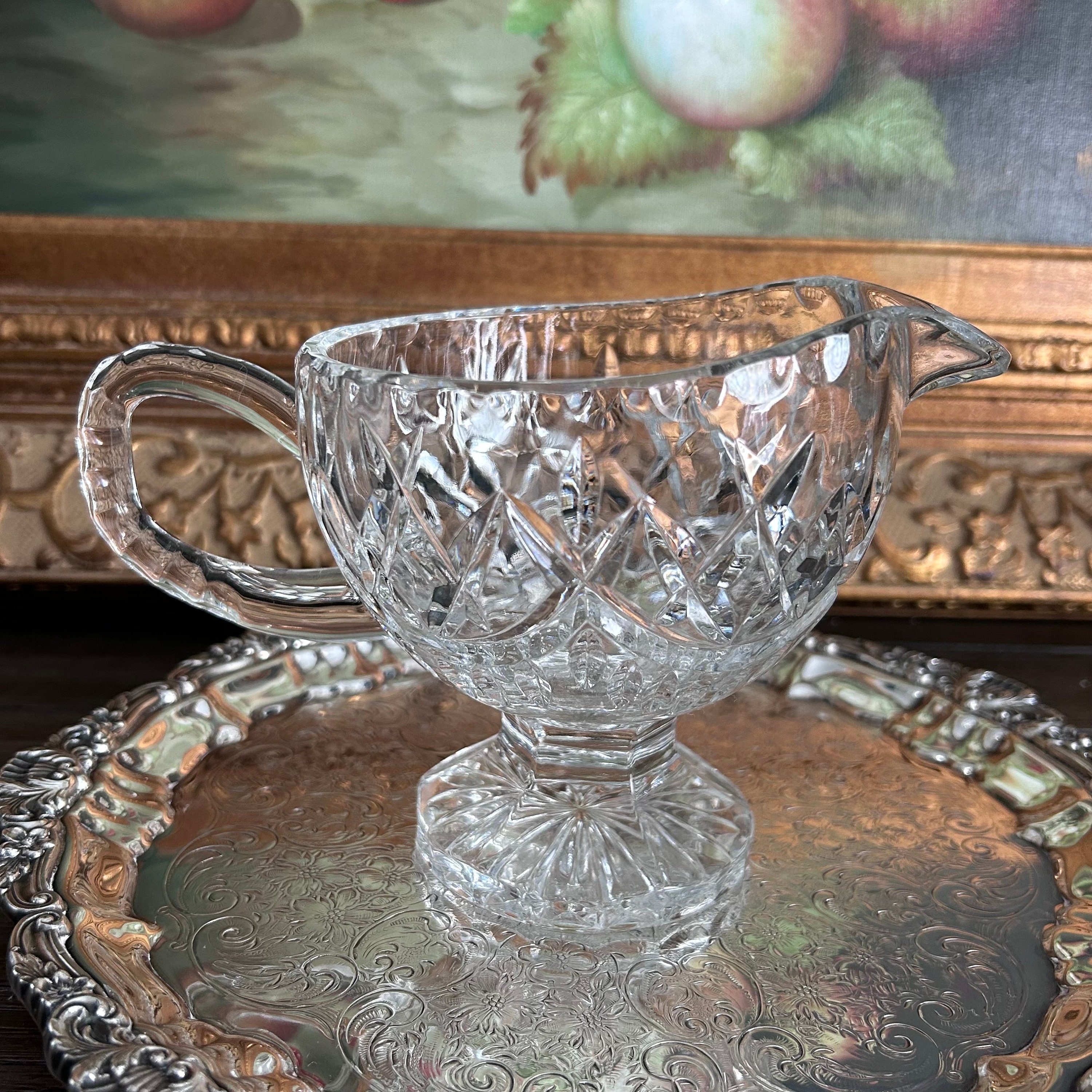 Crystal Creamer Pitcher Footed Gravy Boat Sauce Bowl - Etsy
