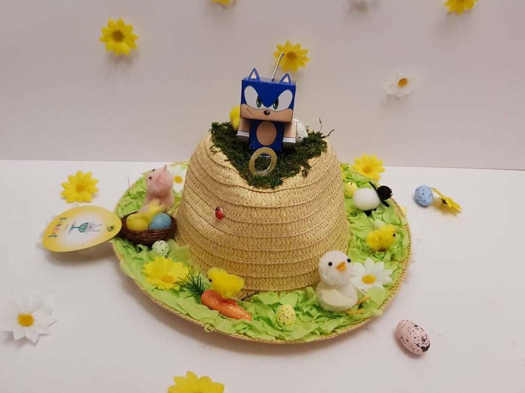 Handmade Decorated Sonic Easter Chick Bonnet Hat Sonic Easter Hunt ...