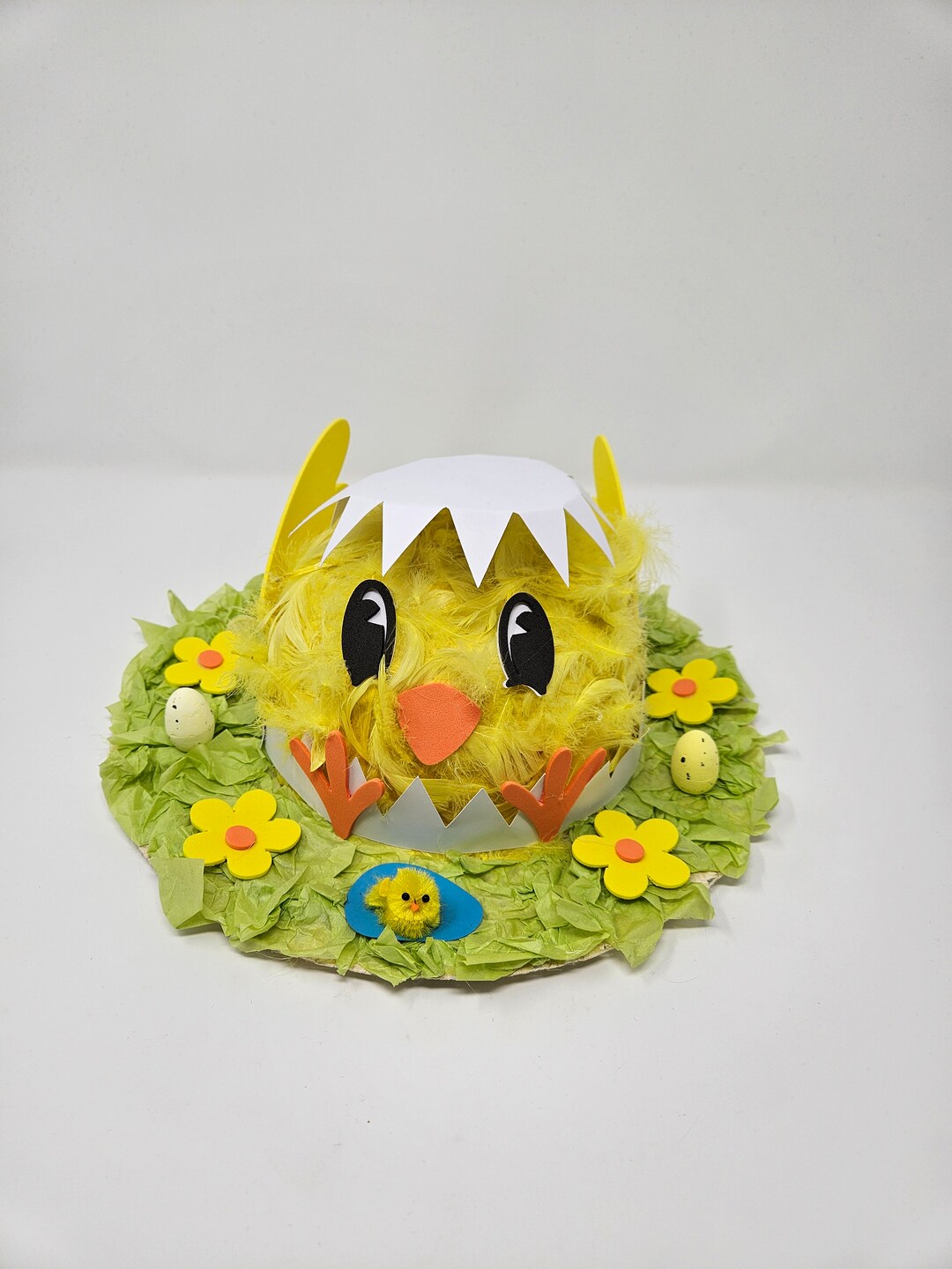 Handmade Decorated Fluffy Easter Chick Bonnet Hat Boys Girls Party Hat ...