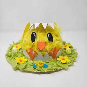 Handmade Decorated Fluffy Easter Chick Bonnet Hat Boys Girls Party Hat ...