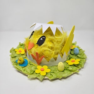 Handmade Decorated Fluffy Easter Chick Bonnet Hat Boys Girls Party Hat ...