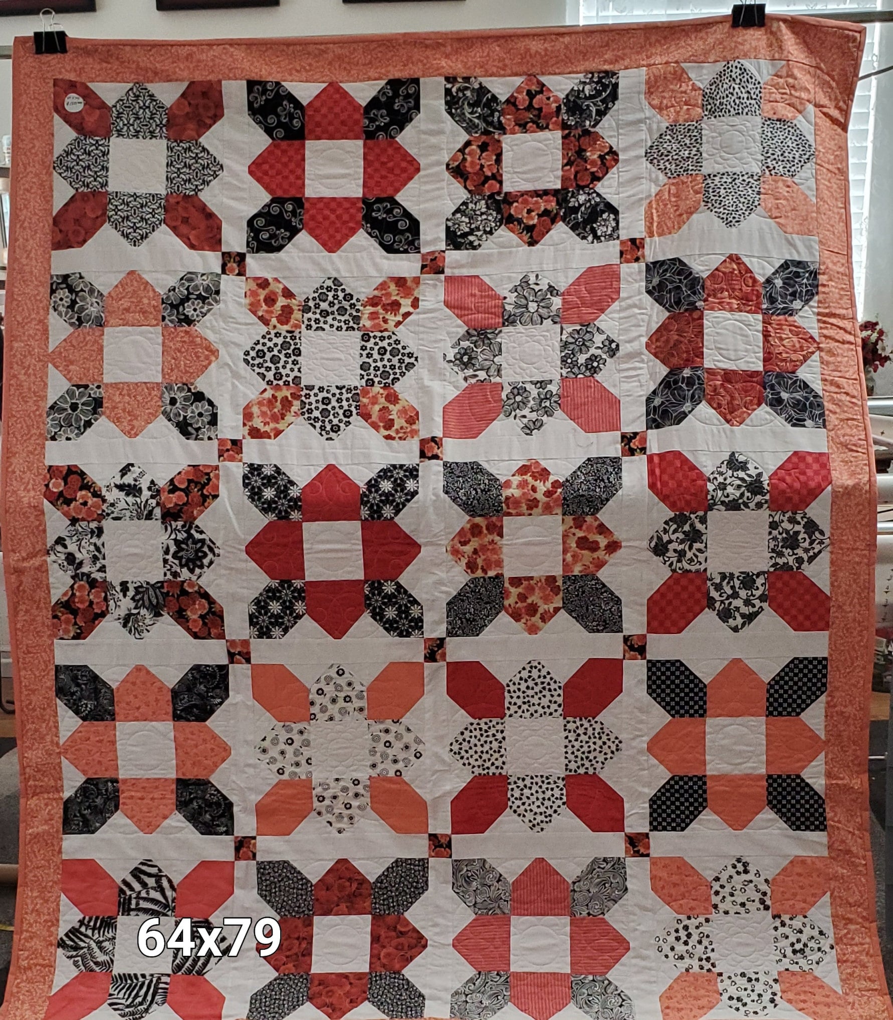Orange and Black Prairie Flower Quilt - Etsy