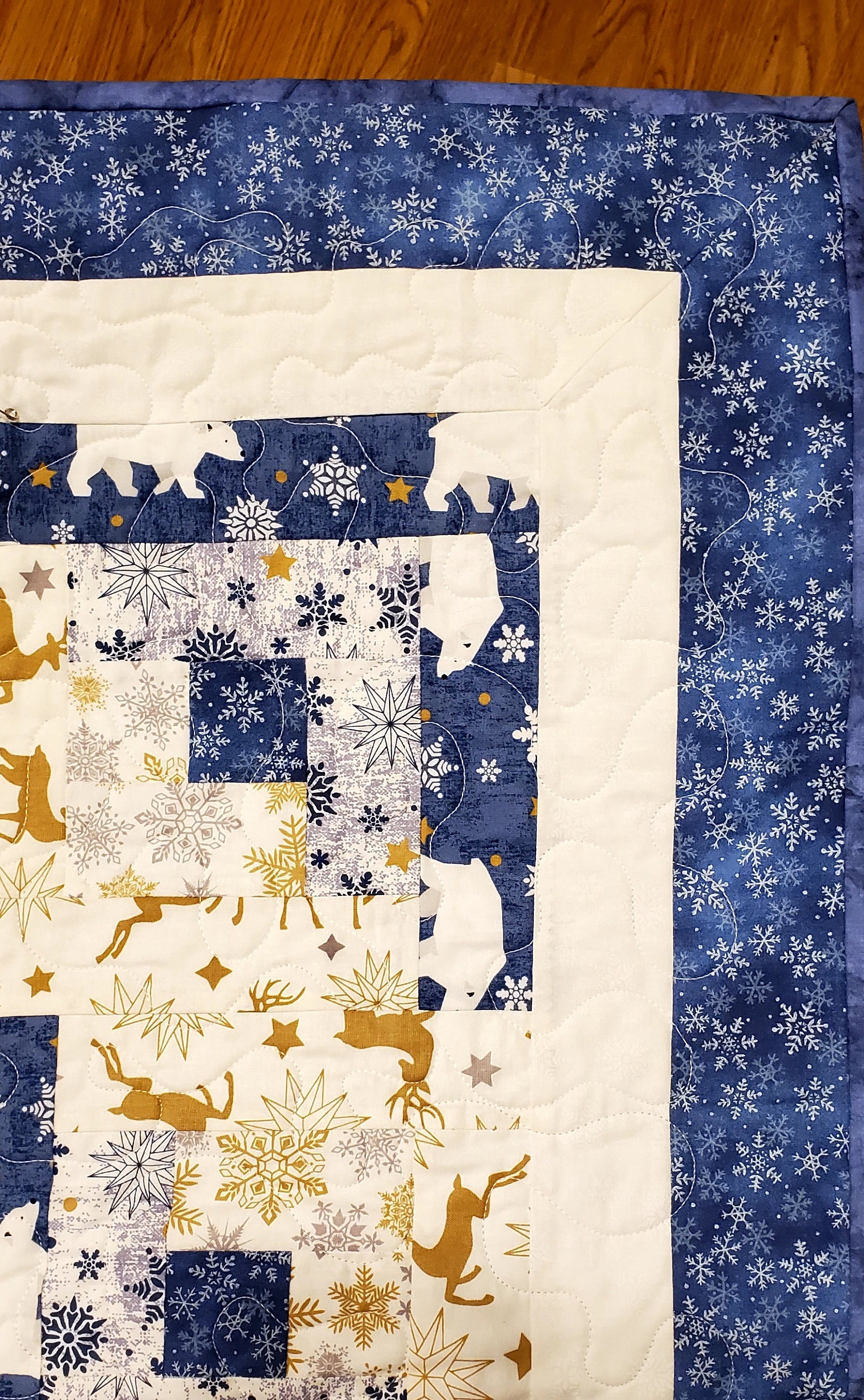 Blue Log Cabin Quilt - Etsy