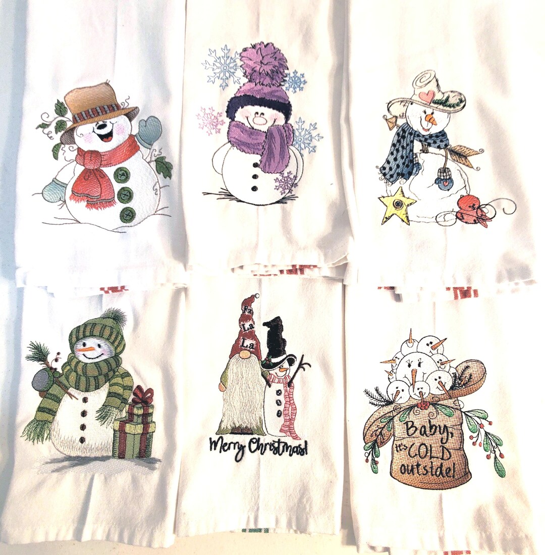 SNOWMEN KITCHEN TOWELS - Etsy