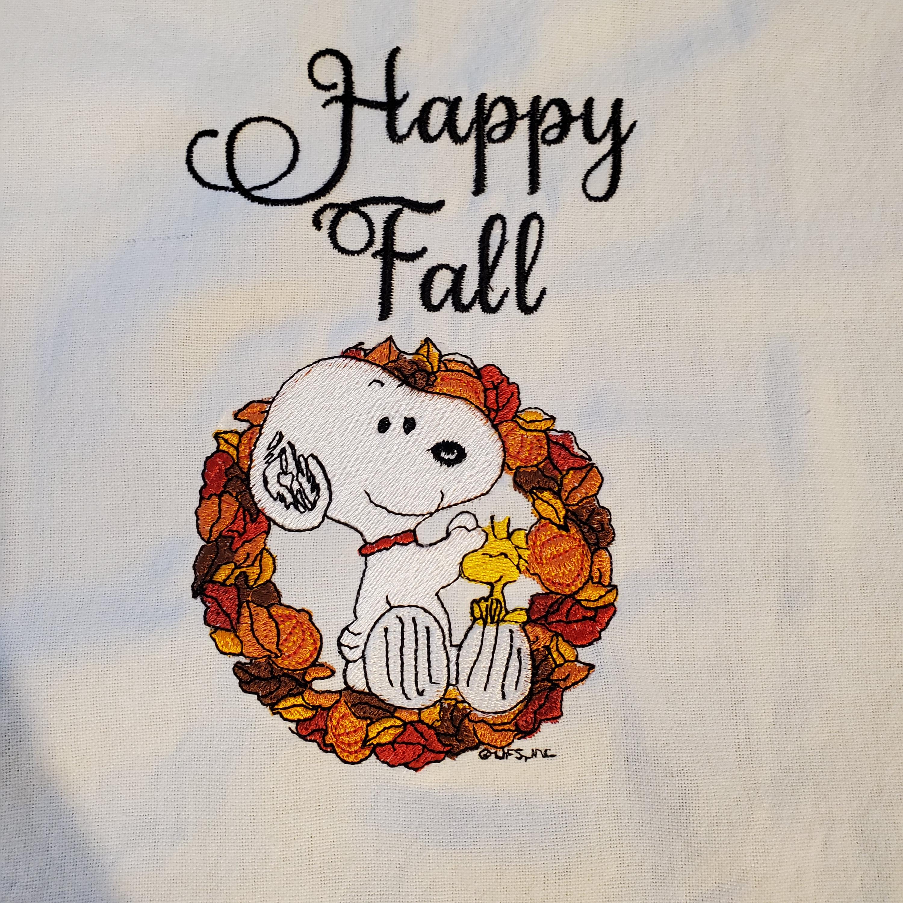 Embroidered Snoopy Fall Kitchen Towel: Peanuts Holiday Decor - Etsy
