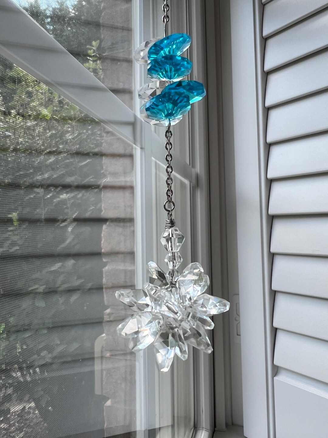 Sun Catcher, Jewish Holidays, Hanukkah, Blue and White Beads, Winter ...