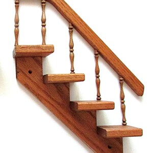 Pair Facing 4 Stair Step Shelves Display Wall Hanging Vintage Wood ...
