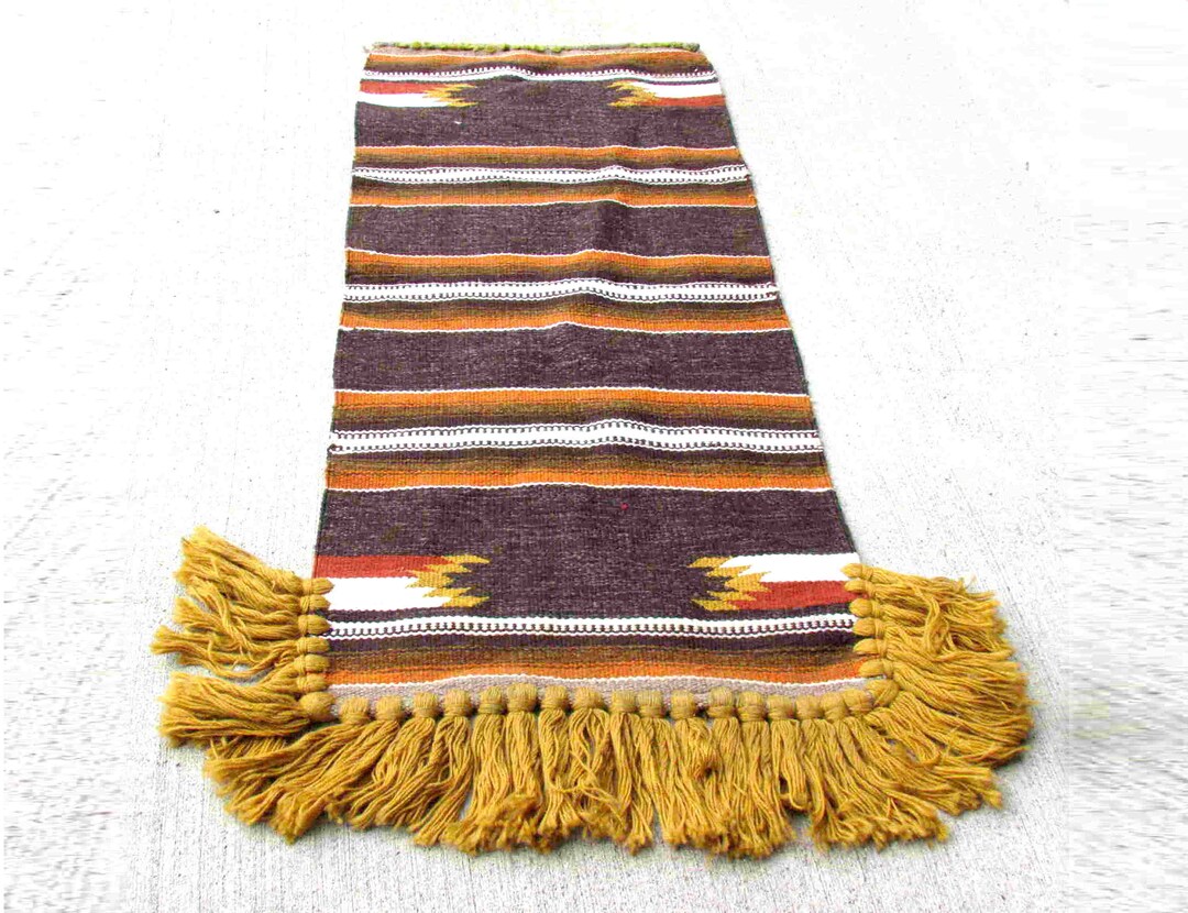 Vintage Wool Southwest Serape Runner 29x65" Long Plus Fringe FREE SH - Etsy