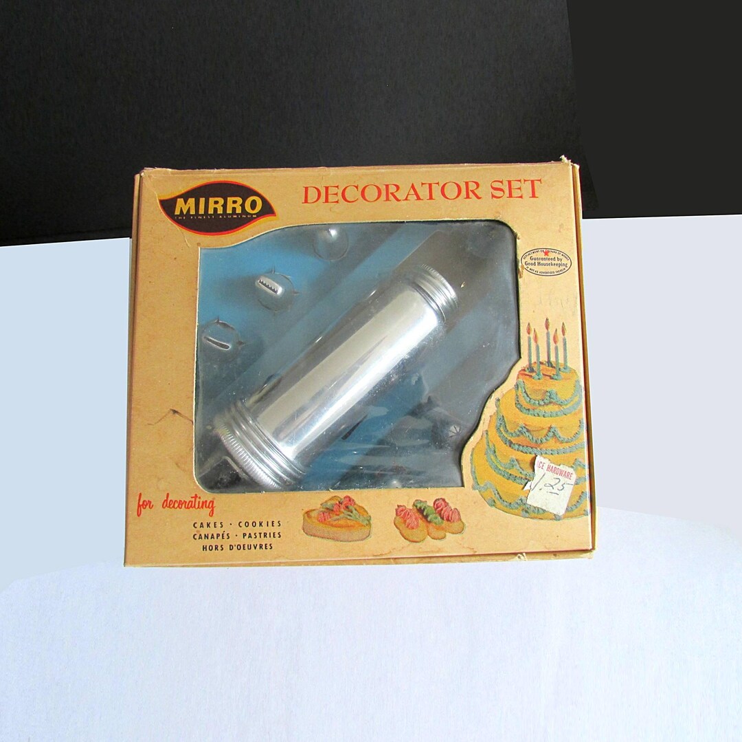 Vintage 1950s Mirro Complete Cake Decorator Set, in Original Box, Icing Tube, 6 Decorating Tips ...