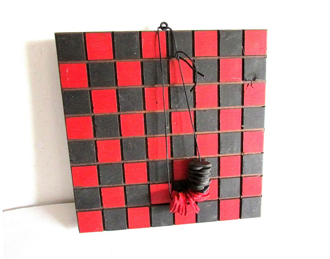 Old Hand Carved, Solid Wood Rustic Checker Board, With Heart Shaped ...