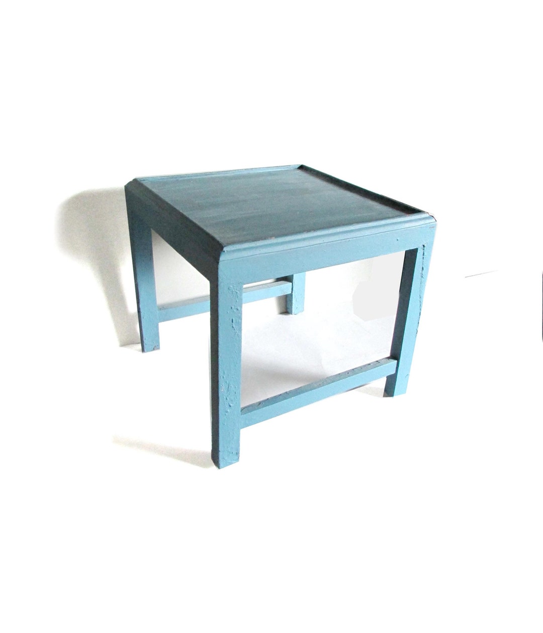 Distressed Blue Painted Wood Side Occasional Versatile Table, 16 Inches ...