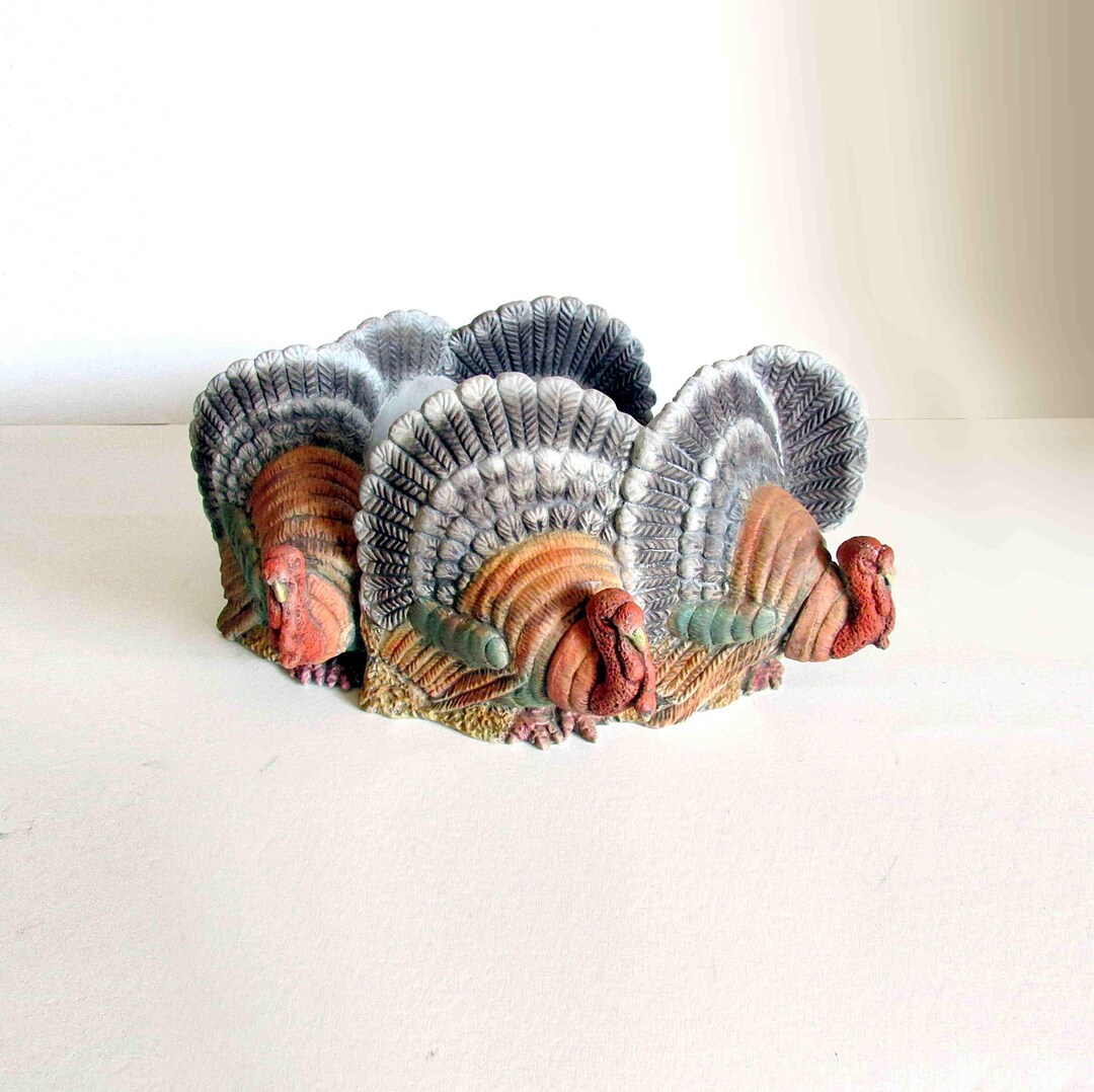 Hand Painted Thanksgiving Turkeys Holiday 360 Centerpiece, 1980s ...