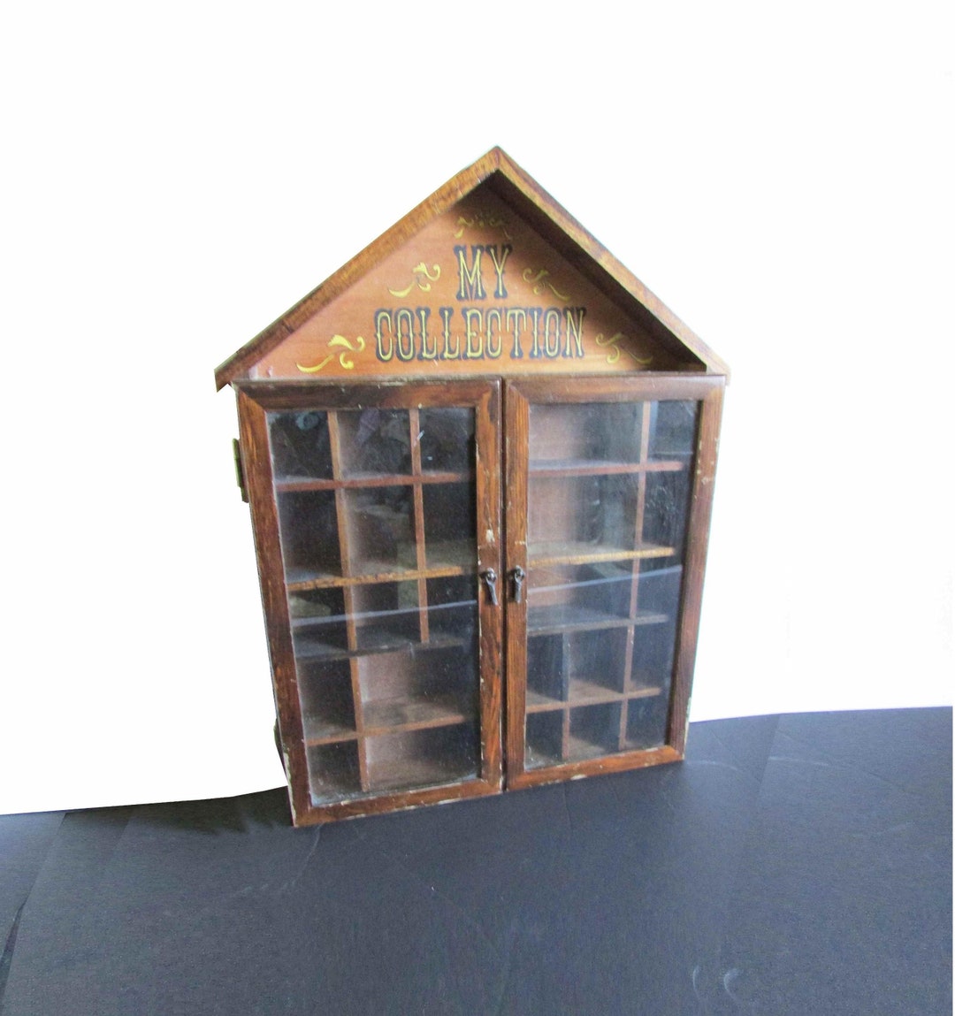 My Collection, Wood Knick Knack Cabinet Shelf, Double Plexi Glass Doors ...