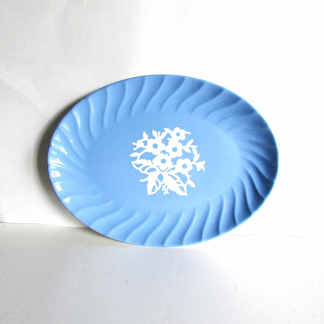 1950s Vintage Harker Pottery, Cameo Ware Dainty Flower Blue and White ...