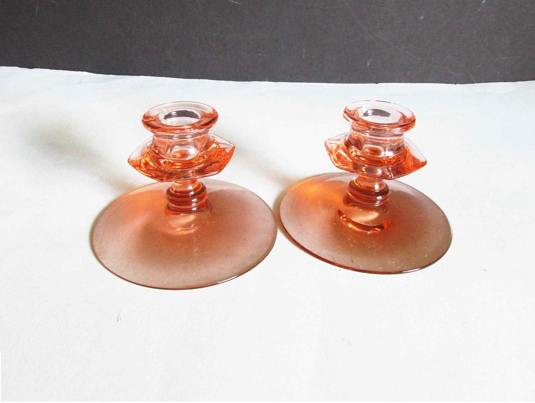 Fostoria Fairfax Pink, Pair MCM Glass Candleholders, Tea Party Service ...