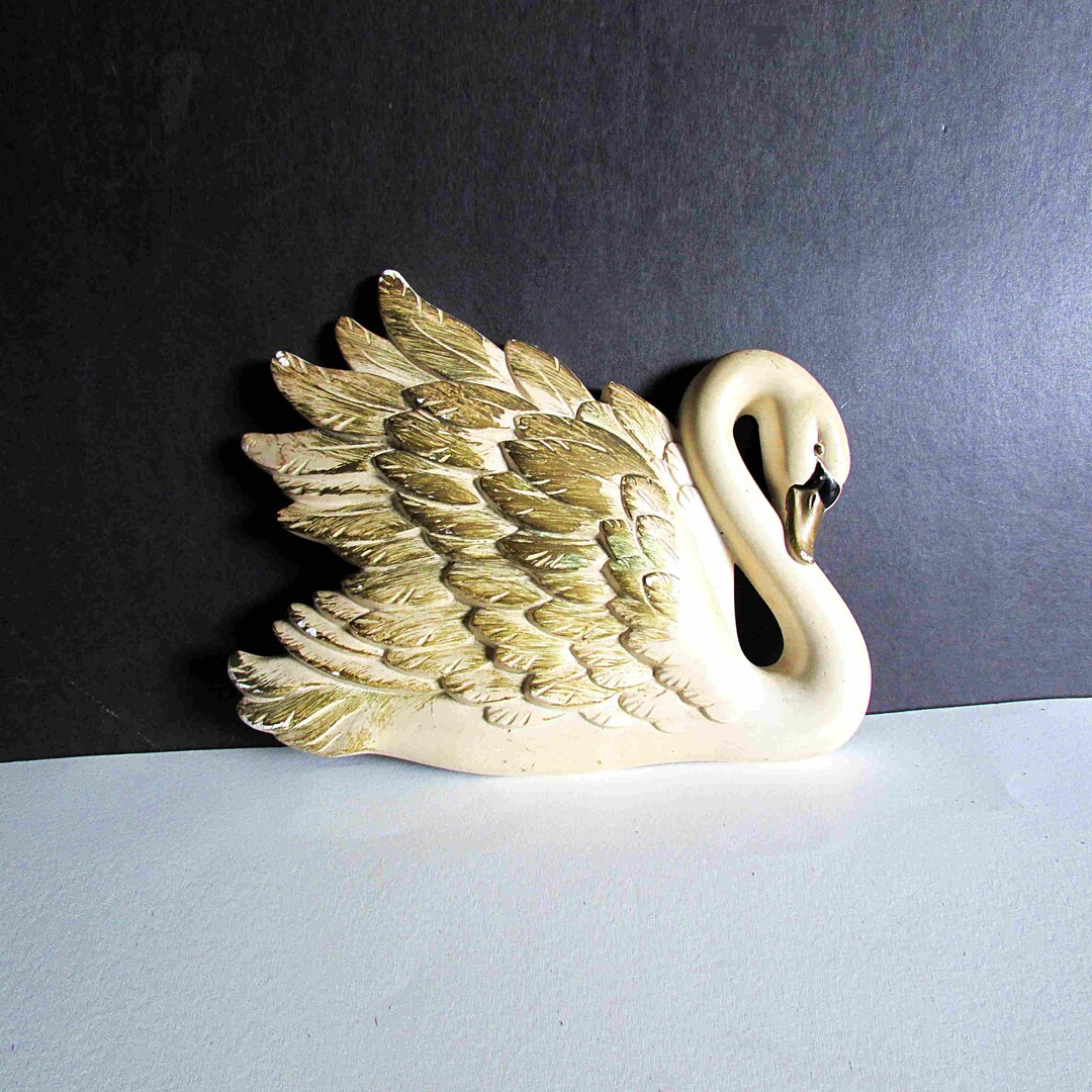Vintage Miller Studio Chalkware Swan, 1968 Mid Century Wall Decor 9.5x1 ...