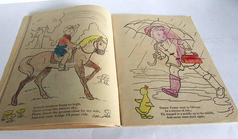 Mother Goose Rare Vintage Coloring Book 1943 Merrill Co Publisher 4826 ...