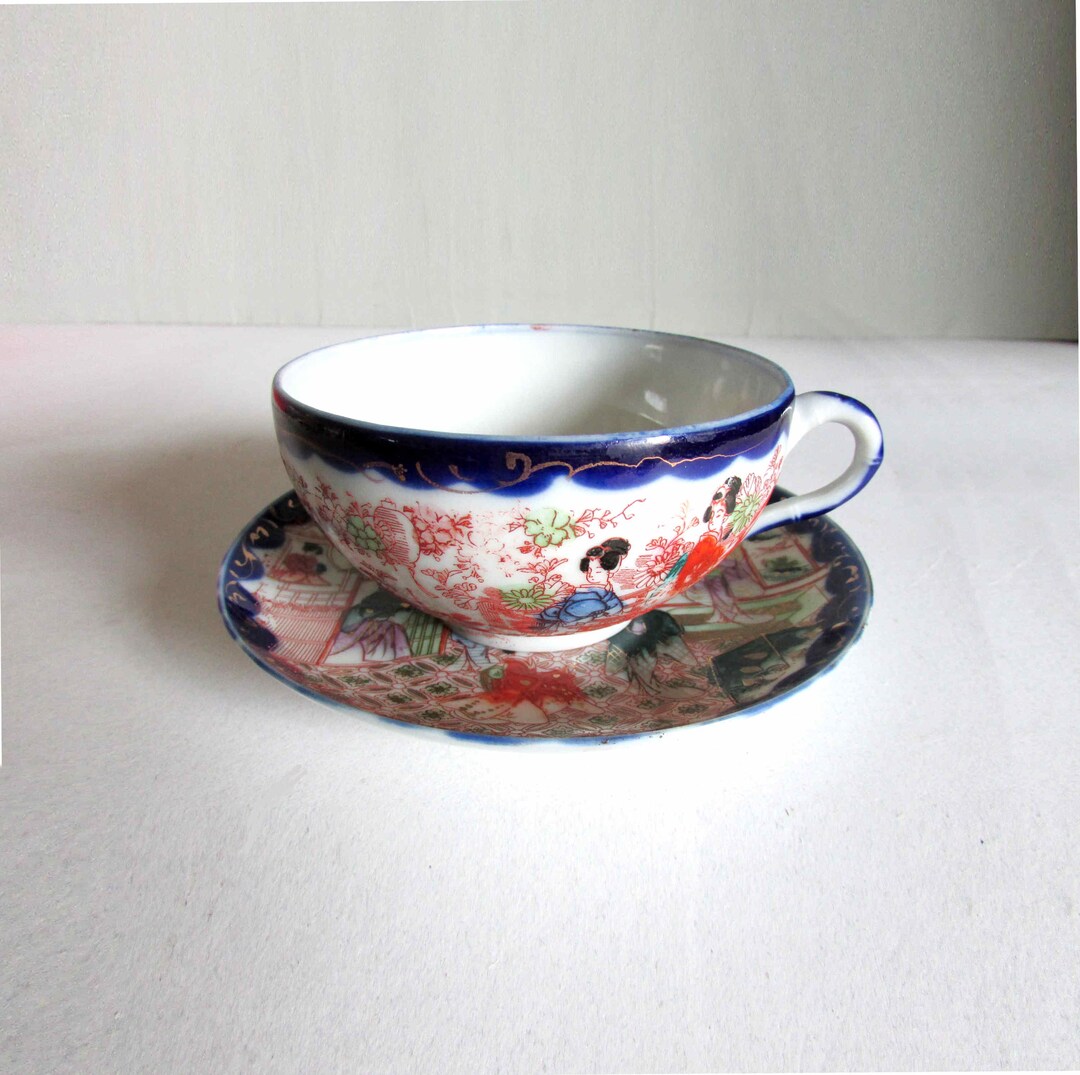Antique Nippon Japan GEISHA Tea Cup and Saucer Set, Oriental Asian 1891 ...