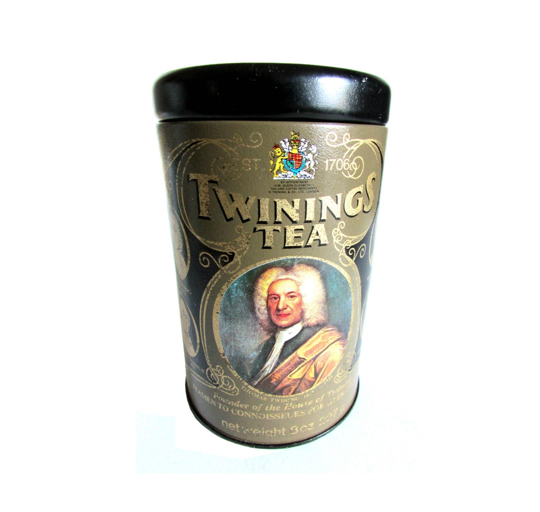 English Twinings Tea Tin With Portraits 8 Oz Empty Metal Advertising 3. ...