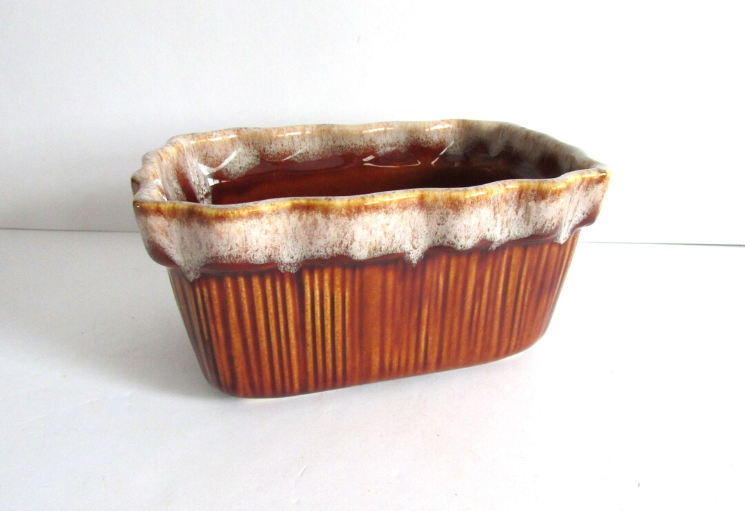 Vintage China Craft Pottery Planter C-75-2 Brown Drip Wood Grain ...