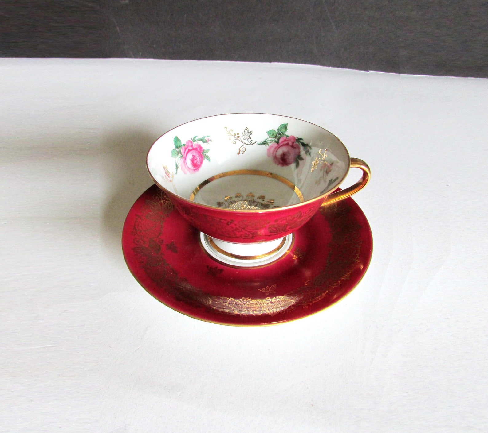 Vintage Royal Heidelberg, Tea Cup Teacup and Saucer Set, Pink Roses and ...