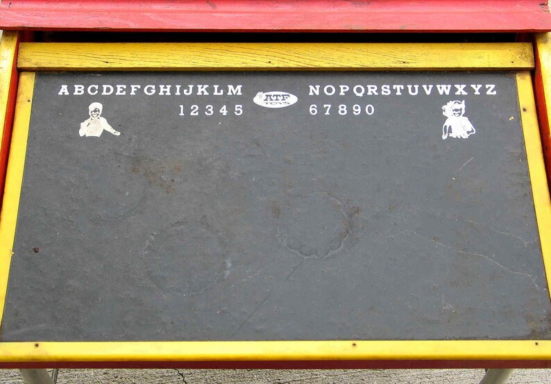 Vintage ATF Toys Children's Double Flip up Chalkboard Desk With Seats ...