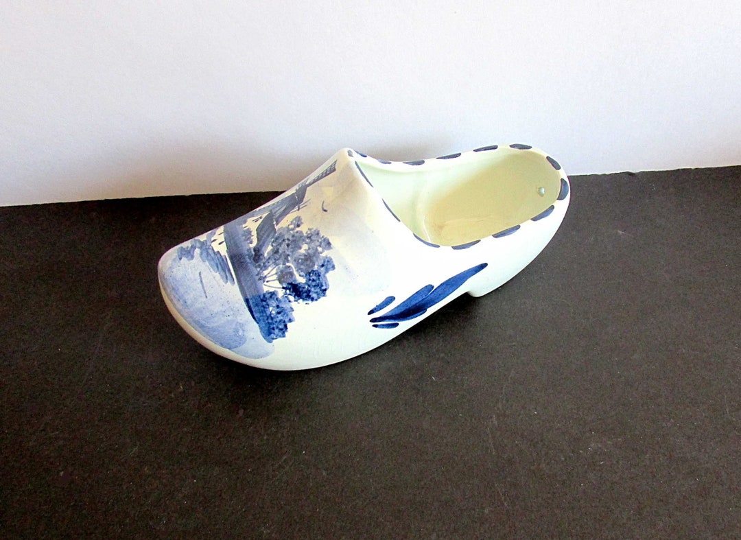 Ceramic Dutch Shoe Hand Painted Delft Blue Clog 6.75x3x3" Vintage Made ...