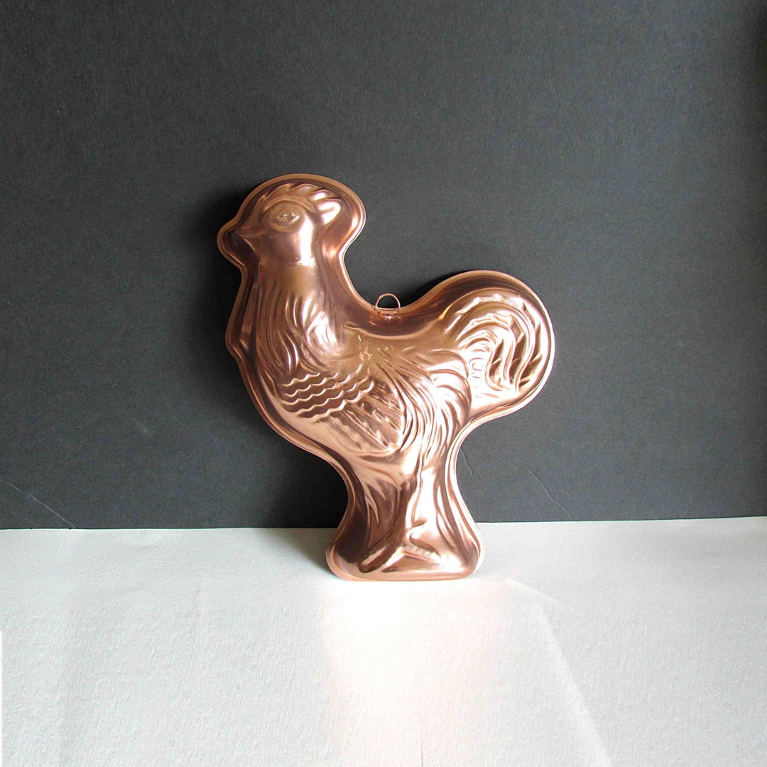 Copper Clad Rooster Chicken Mold Wall Hanging Rustic Kitchen Farm Decor ...