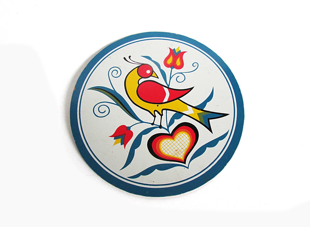 1990s PA Dutch Americana Distelfink Bird Prosperity Marriage Hex Barn ...