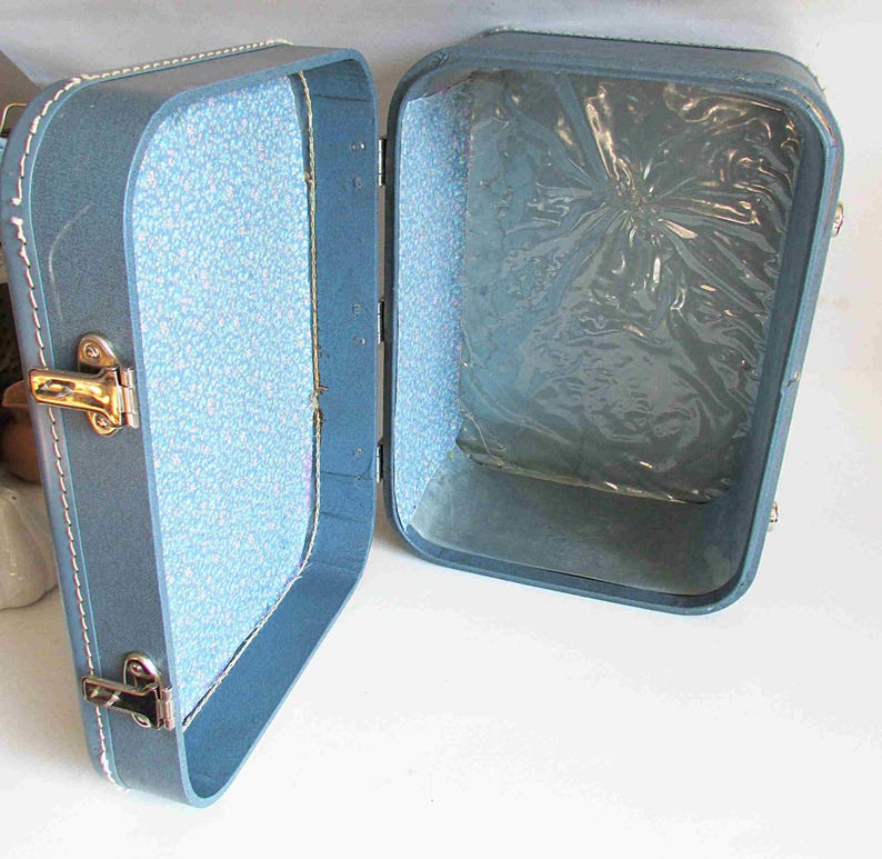 1960s Blue Hard Shell Train Case, Vintage Monarch Luggage (13.75 X 10. ...
