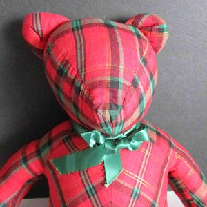 Handmade Classic 12 Inch Teddy Bear Plush Toy Plaid With Gold Threads ...