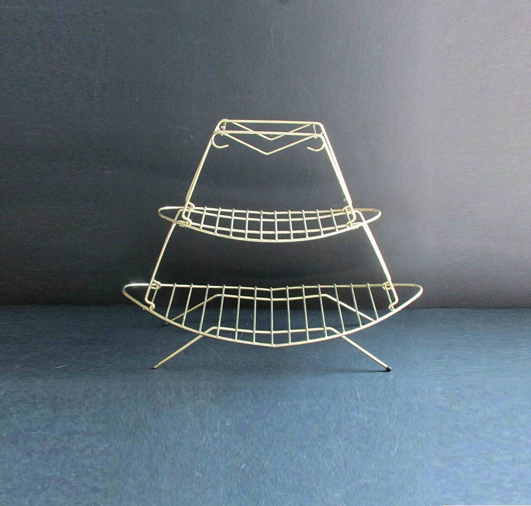 Mid Century Goldtone Metal, Three Level Rack, Stand, Plant Display 26 ...