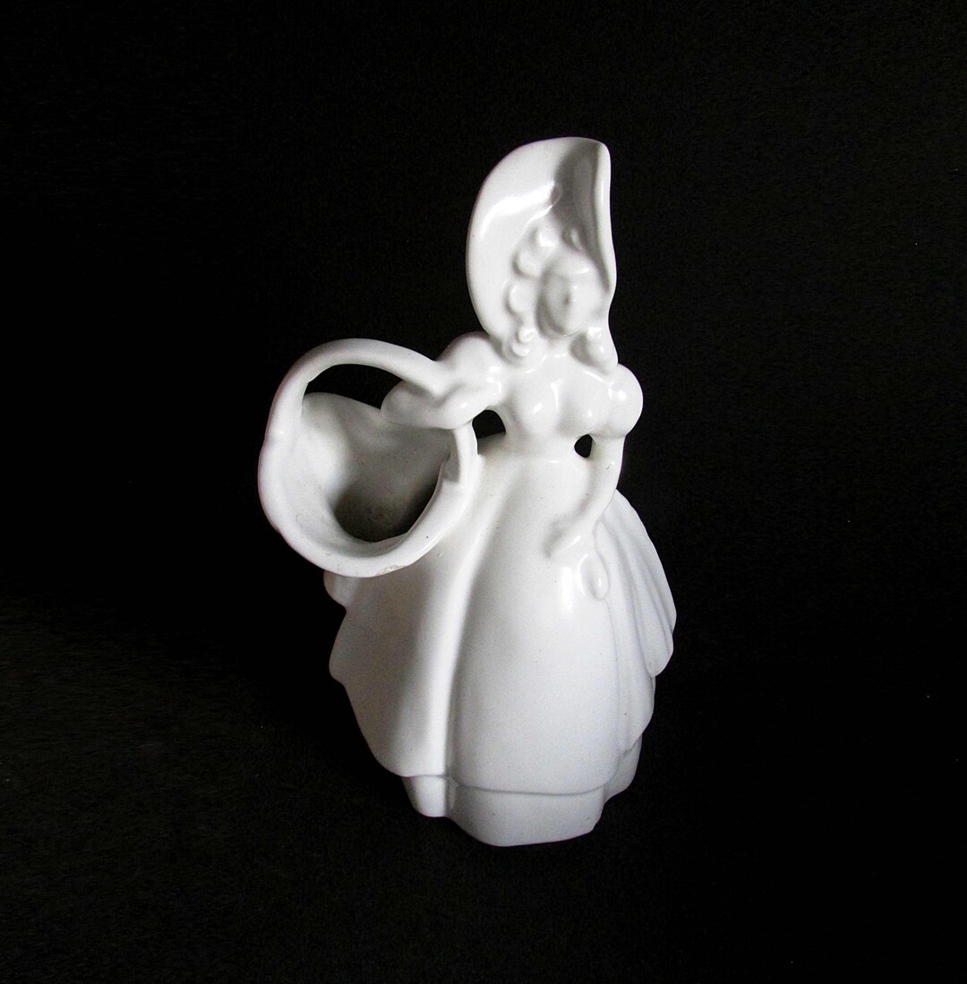 1940s Haeger Southern Belle, Lady With Basket, Vase off White Matte ...