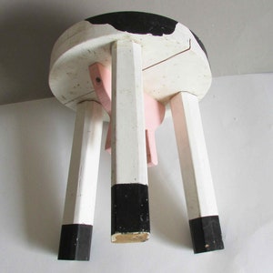 Vintage Handpainted Three Legged Wood Milk Cow Stool With Pink Udder ...